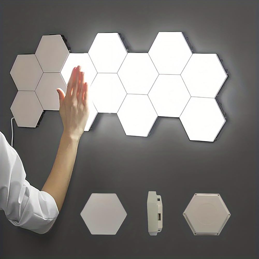 YXQUA Hexagon Lights, Minimalist White Touch Night Light, Center Touch ...