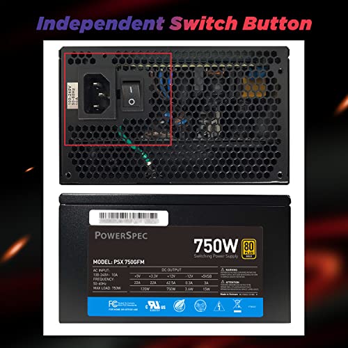 PowerSpec 750 Watt 80 Plus Gold Fully Modular ATX Power Supply