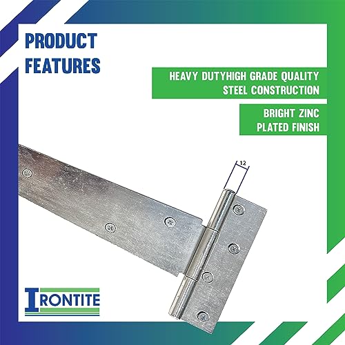 IRONTITE 1 Pair BZP T Hinges 600mm (24), Galvanised Gate Hinges for ...