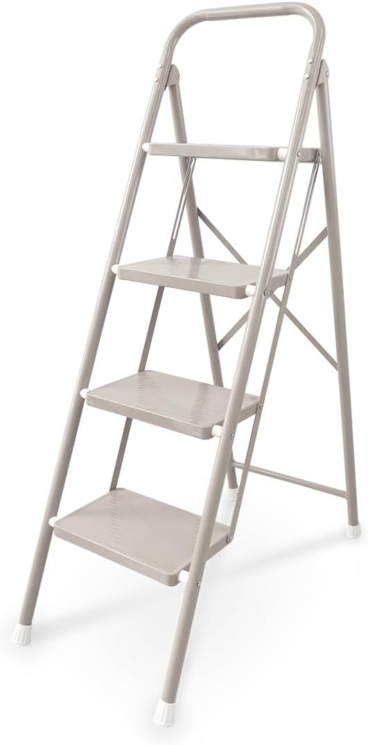Amazon｜WEIMALL 脚立 4段 折りたたみ 踏み台 耐荷重150kg ステップスツール はしご ステップ台 ステップラダー インテリア ハンドル付き（4段・ベージュ） STP03BE ...
