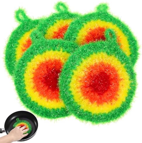 Amazon.com: HEALLILY Crochet Dish Scrubber, 5 Pack Korean Style Round ...