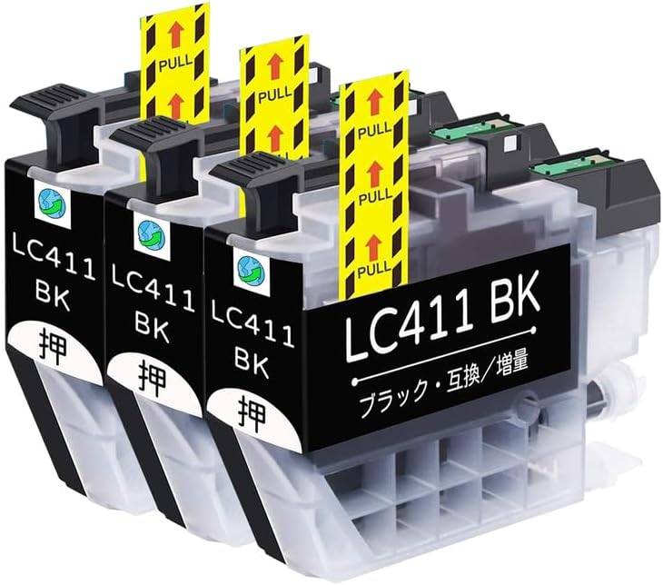Amazon.co.jp: 【INKDISK】LC411 1色パック（計3本）互換インクカートリッジ LC411BK LC411C LC411M LC411Y 純正インク併用可能 最新IC ...
