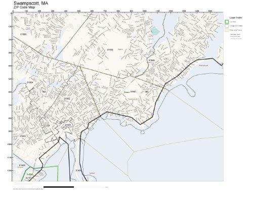 Zip Code Wall Map Of Swampscott Ma Zip Code Map | Desertcart Seychelles