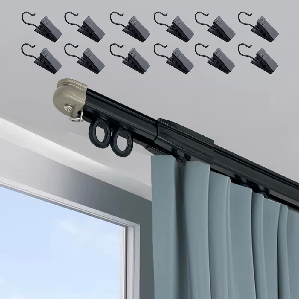 Amazon.com: 1 Pack Retractable Ceiling Curtain Track with Clips ...