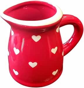 Amazon.com | Valentines Day Red and White Heart Ceramic Creamer, Milk ...