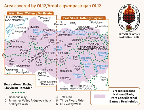 Brecon Beacons National Park / Parc Cenedlaethol Bannau Brycheiniog Map ...