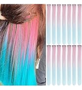 Amazon.com : 10Pcs Colored Hair Extensions 20Inch Multi-Colors Straight ...