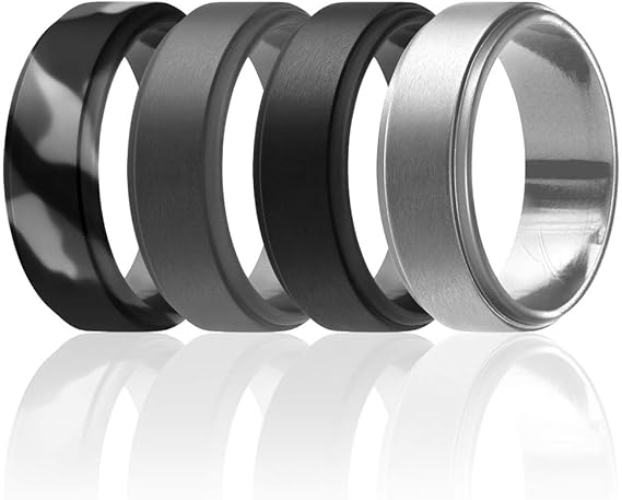 Amazon.com: ROQ Silicone Rubber Wedding Ring for Men, Comfort Fit, Men ...