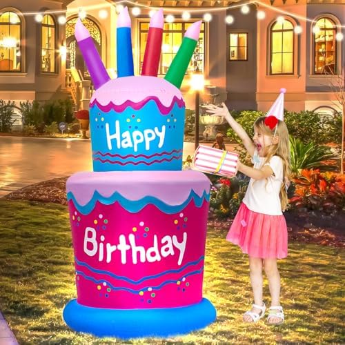 Amazon.com: Giant Inflatable 6ft Birthday Cake Birthday Party Outdoor ...