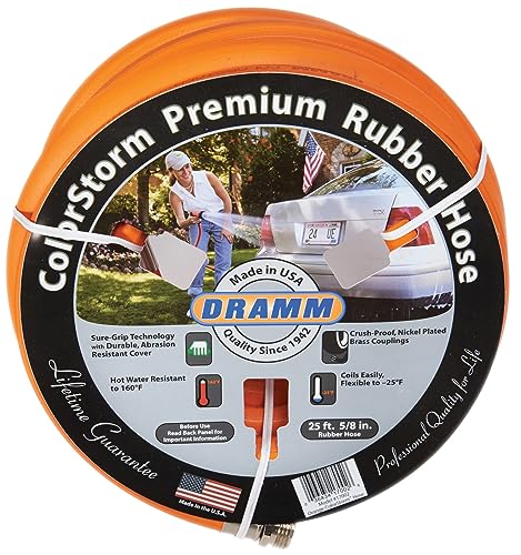 Dramm 17102 ColorStorm Premium Rubber Hose x 25′, Orange, 5/8″ x25 ...