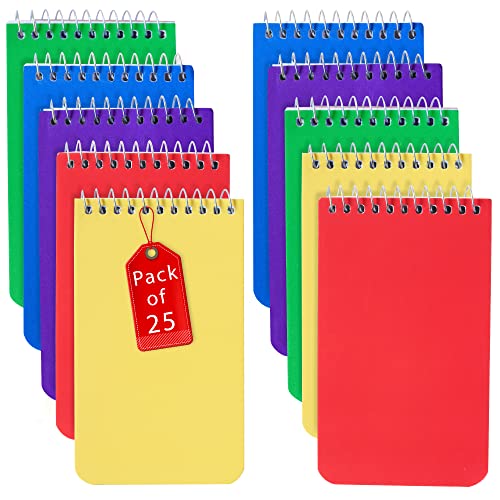 Small Notebooks 25-Pack Bulk- 3x5-Inch Wired Pocket Notebook Set, Top ...