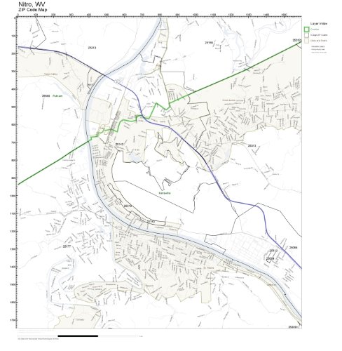 Zip Code Wall Map Of Nitro Wv Zip Code Map | Desertcart Bahamas