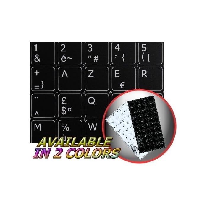 Buy FRENCH AZERTY STICKERS FOR KEYBOARD BLACK BACKGROUND (14x14) FOR ...