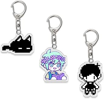 Amazon.com: 3Pcs Game Omori Merch Keychain Acrylic Cute Pattern ...