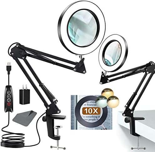 Amazon.com: 10X Magnifier Glass with Light, Adjustable Swing Arm ...