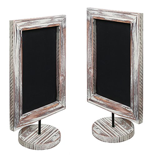 MyGift Set of 2, 12 Inch Chalkboard Sign with Torched Wood - Want It All