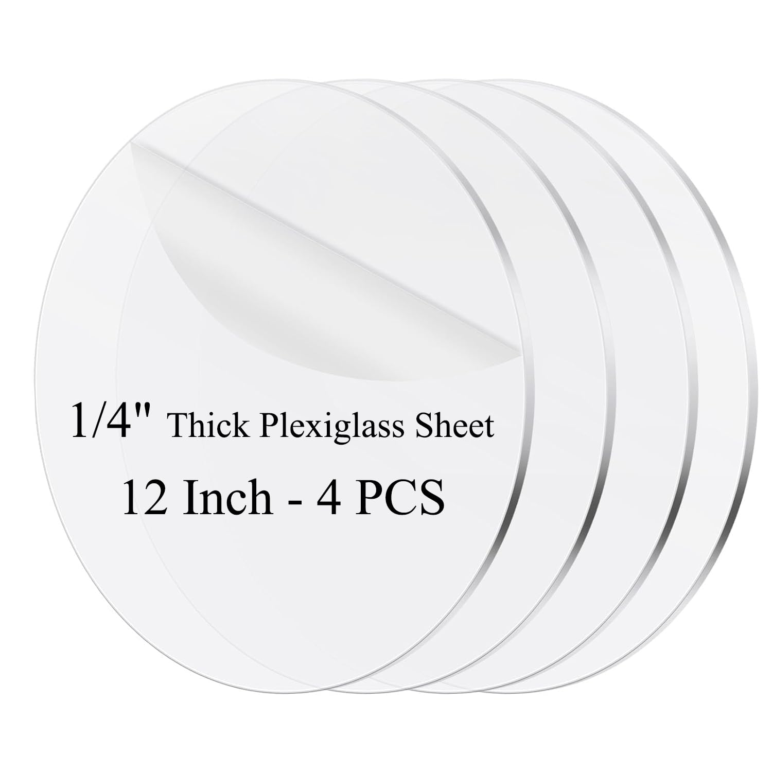 Amazon.com: 4PCS 12 Inch Round Plexiglass Sheet 1/4 inch Thick, Clear ...