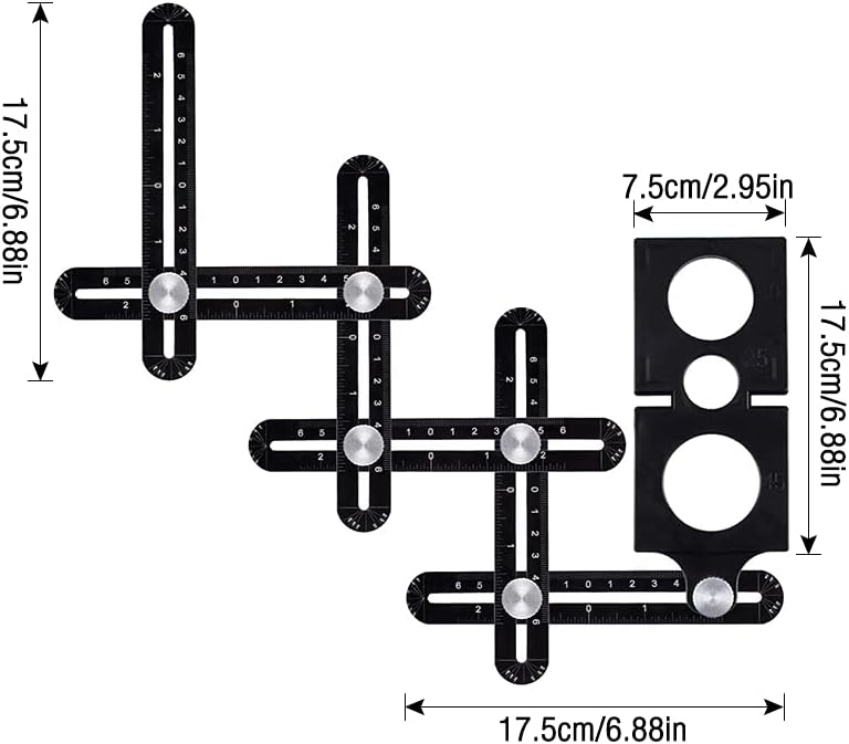 YeenGreen Multi Angle Template, 2 Pack 6-Sided Multi Angle Measuring ...