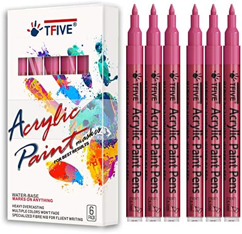 Amazon.com: Pink Marker Paint Pens - 6 Pack Acrylic Pink Permanent ...