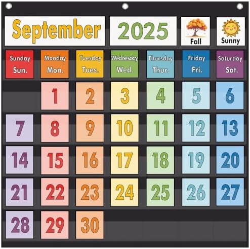 Amazon.com: TOGETRUE Classroom Calendar Pocket Chart, Monthly Calendars ...