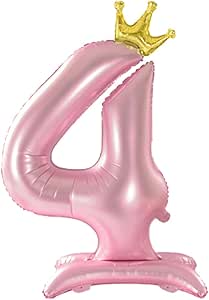Amazon.com: Alainzeo 42 Inch Pink Number Balloons 0-9 with Crown ...