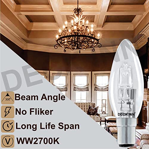 DECK INN 5 x Candle Halogen Energy Saving Light Bulb 42W=55W=60W SBC ...