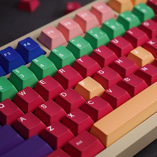 128 Keys PBT Dye-Sub Keycaps Cherry Profile Red Keycaps Set Fit for 61 ...