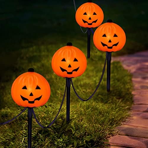 Amazon.com : Retisee 10 Pcs Halloween Pumpkin Pathway Markers Lights ...