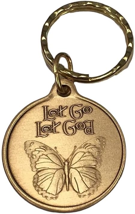 RecoveryChip Let Go Let God Butterfly Serenity Prayer Bronze Keychain ...