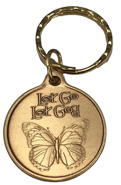 RecoveryChip Let Go Let God Butterfly Serenity Prayer Bronze Keychain ...