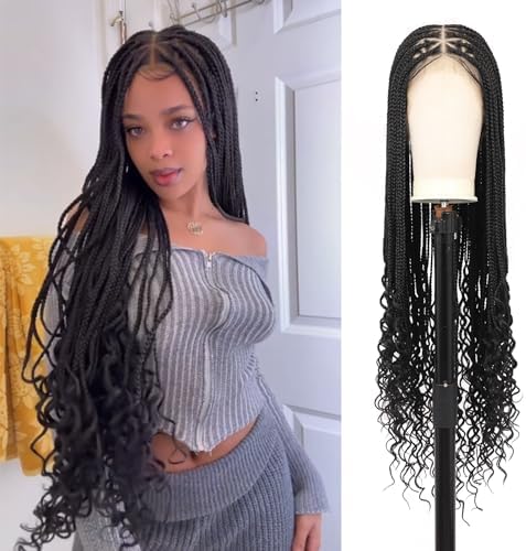 Amazon.com : Fecihor 360° HD Full Lace Triangle Knotless Braided Wigs ...