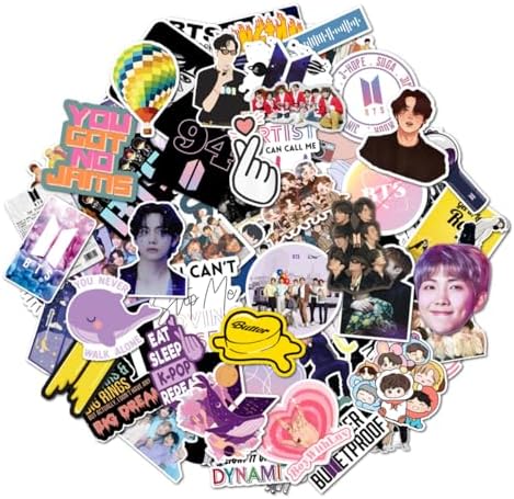 Pack of 60 - BTS Band Vinyl Stickers - Kpop Merch Sticker for Laptop ...