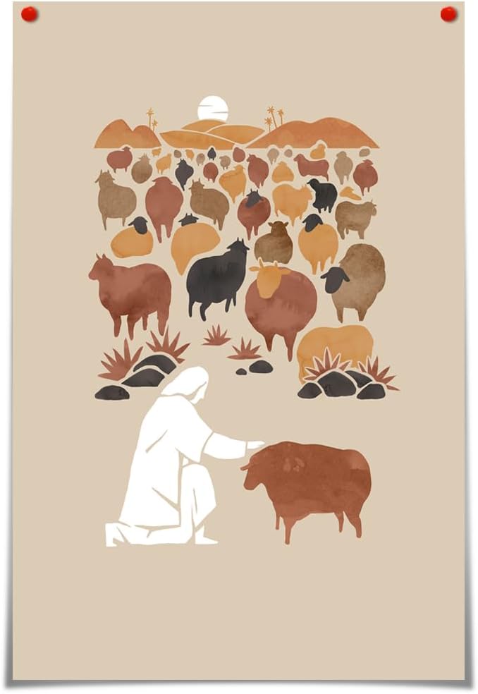 Amazon.com: FBKDVC Jesus Christ The Good Shepherd Canvas Wall Art ...