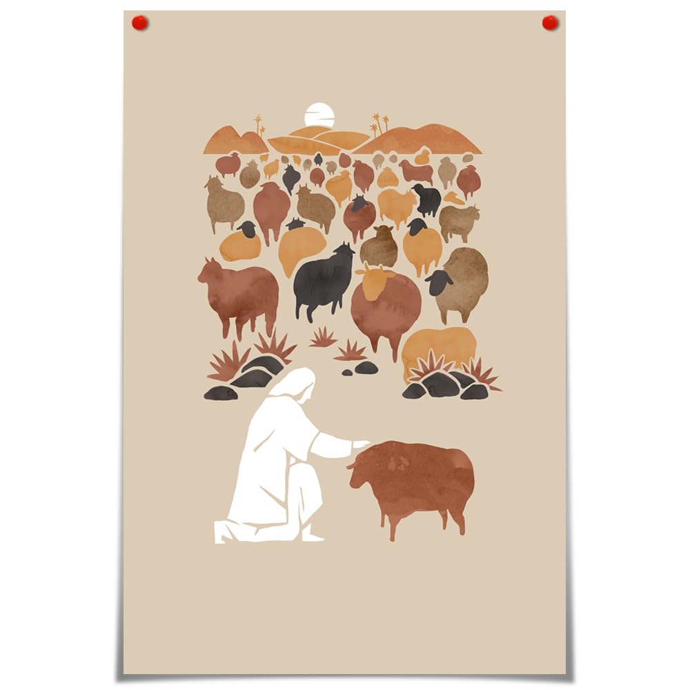 Amazon.com: FBKDVC Jesus Christ The Good Shepherd Canvas Wall Art ...