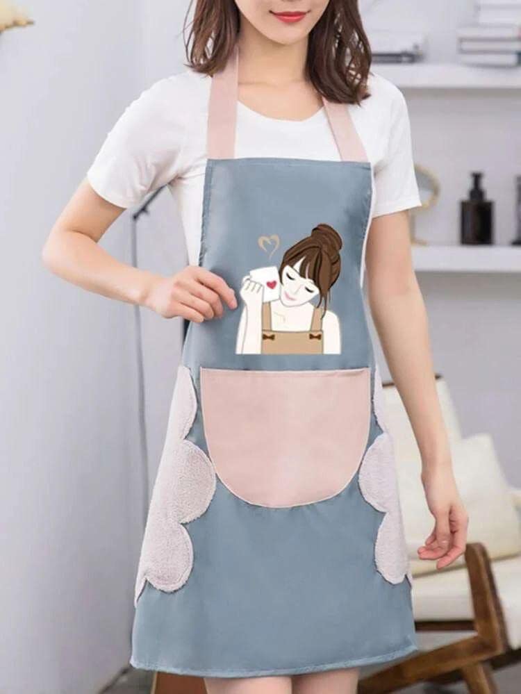 AP & ZP Cooking Apron | Adjustable Waterproof Chef Apron with Pocket Women's Housewife Kitchen ...