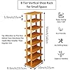 Amazon.com: 8 Tiers Vertical Shoe Rack,Bamboo Narrow Shoe Rack,Small ...