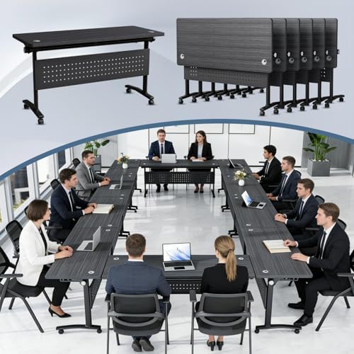 Amazon.com: 47.2" Flip Top Folding Conference Table with Wheels, 6 Pack ...