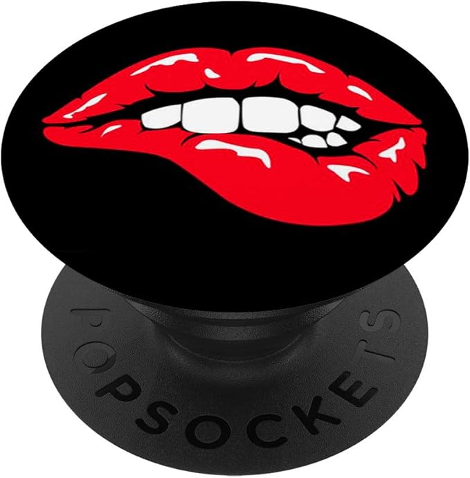 Amazon.com: Biting Lips Bright Sparkly Red Design on Black Background ...