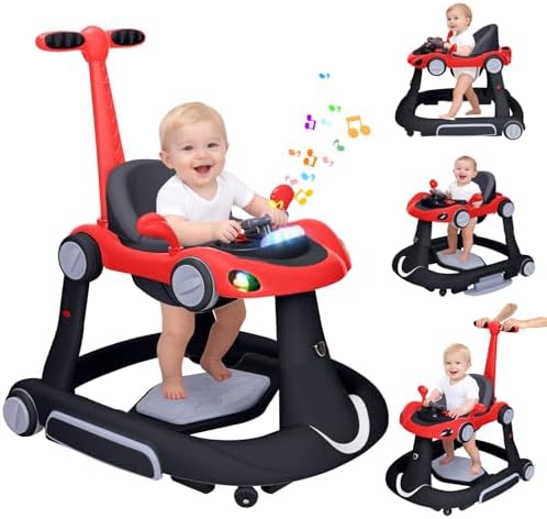 Amazon.com : Baby Walker, 4-in-1 Baby Walker with Wheels Portable ...