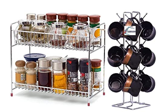 Cri8Hub Stainless Steel Spice Rack 3-Tier Spice Trolley for Container ...