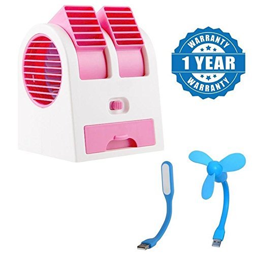 YC Plastic Portable Dual Bladeless USB Powered Air Conditioner Pink ...