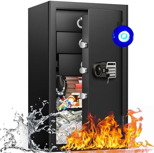 5.8 Cub Extra Large Fireproof Document Safe Box with Drawer for Home ...