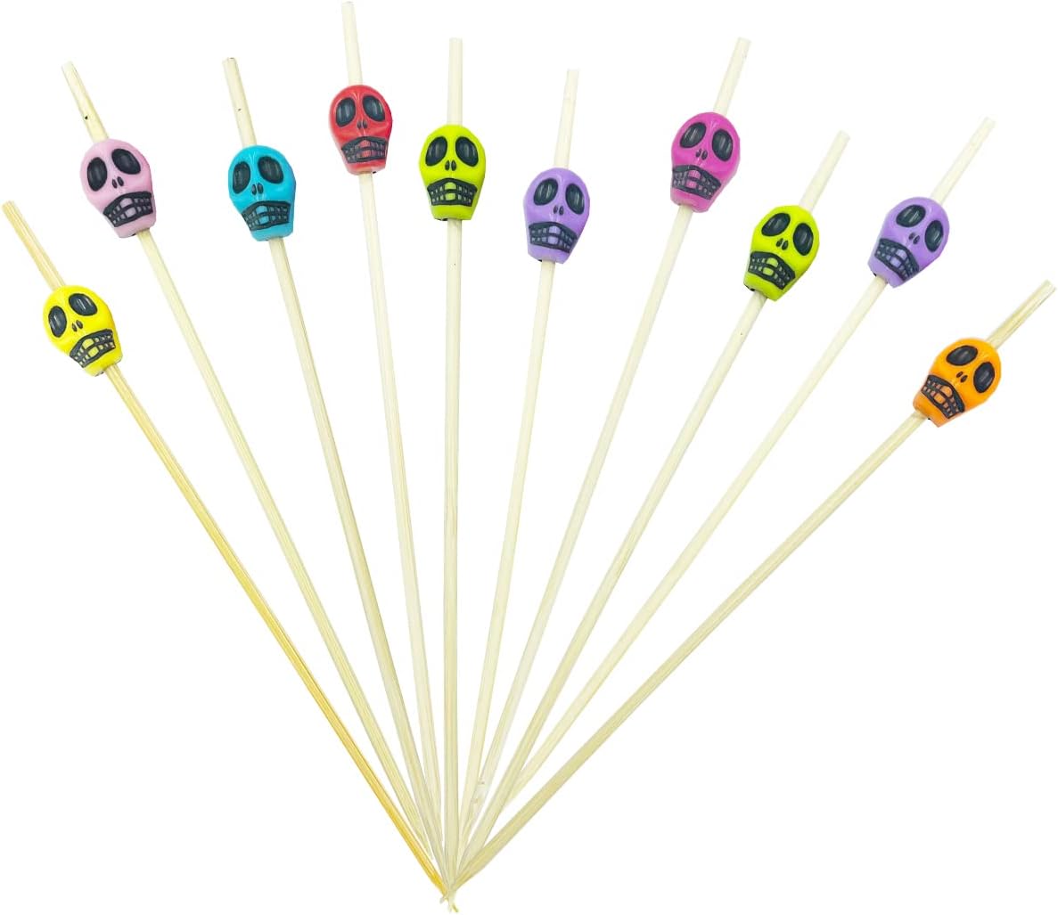 Amazon.com | Skull Picks, 100 Halloween Skull Toothpicks 4.7 Inch Fruit ...