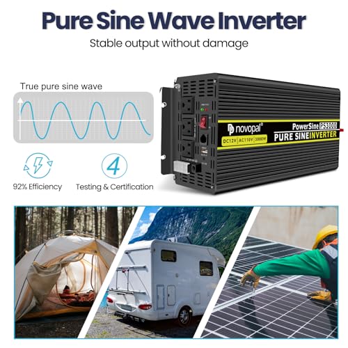 Snapklik.com : Novopal 3000 Watt Pure Sine Wave Power Inverter 12V DC ...