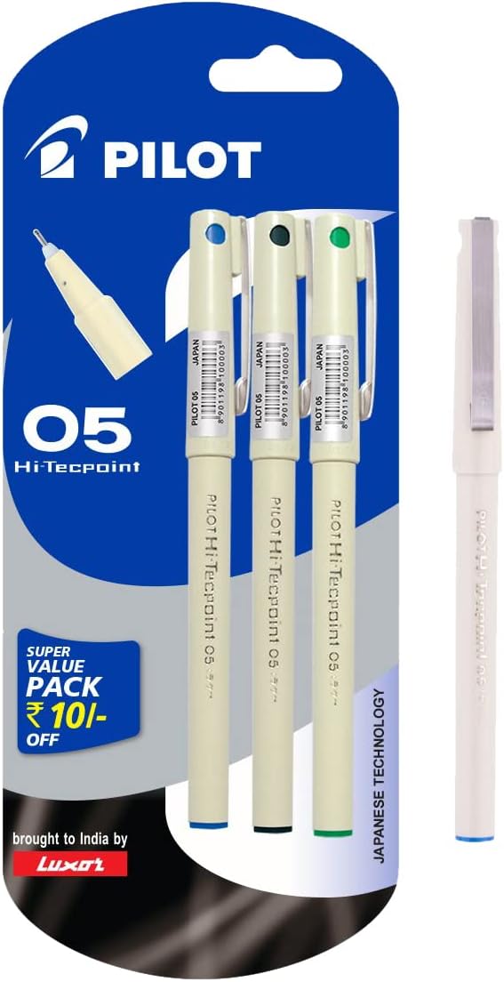 Pilot Hi-Techpoint 05 Super Value Pen - Pack of 3, Blue Hi-Techpoint 05 ...
