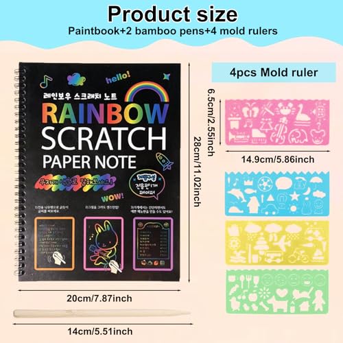 Children’s Rainbow Scratch Drawing, Scratch Paper Art Handicraft ...