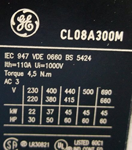GENERAL ELECTRIC CONTACTOR CLO8A300M W/ AUXILIARY CONTACT BCLF01 NIB ...