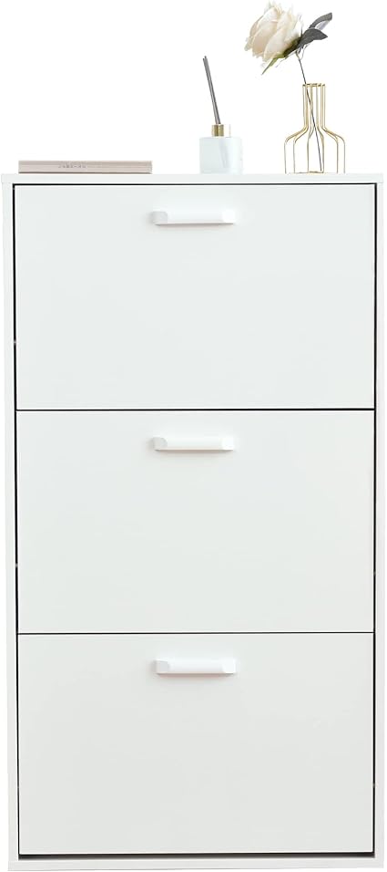 Amazon｜OSJ 下駄箱 シューズキャビネット スリム 3段 家具 廊下 玄関家具 シューズラック 玄関収納 引き出し ひとり暮らし 靴収納 ラック 靴収納棚 おしゃれ 北欧 (ホワイト ...