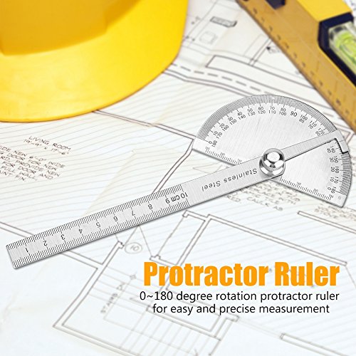 Protractor Ruler – Stainless Steel 0-180 Degree Protractor Arm ...