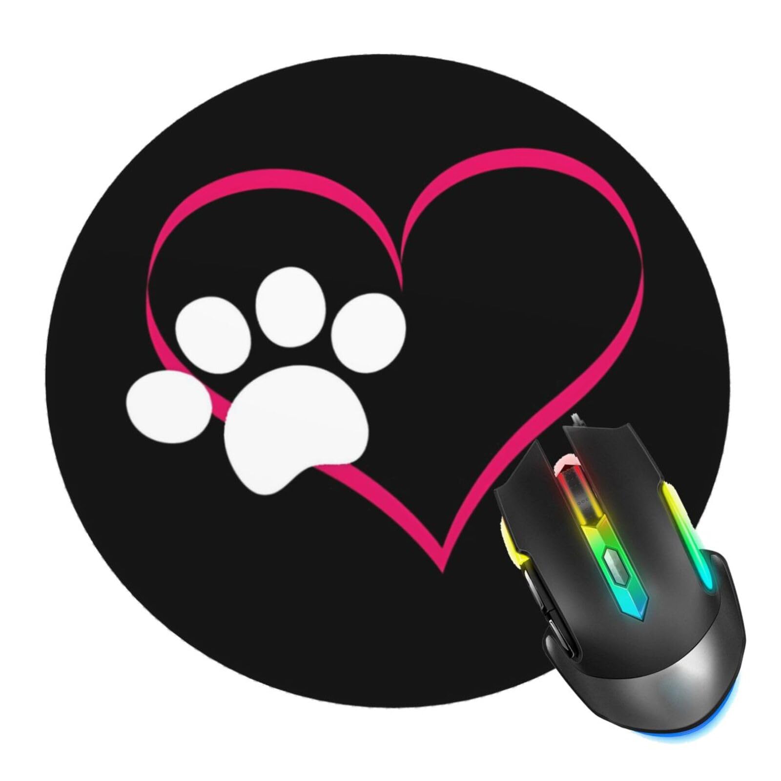 Amazon.com: Dog Paw Heart Mouse Pad, Mouse Pads for Desk, Stitched Edge ...